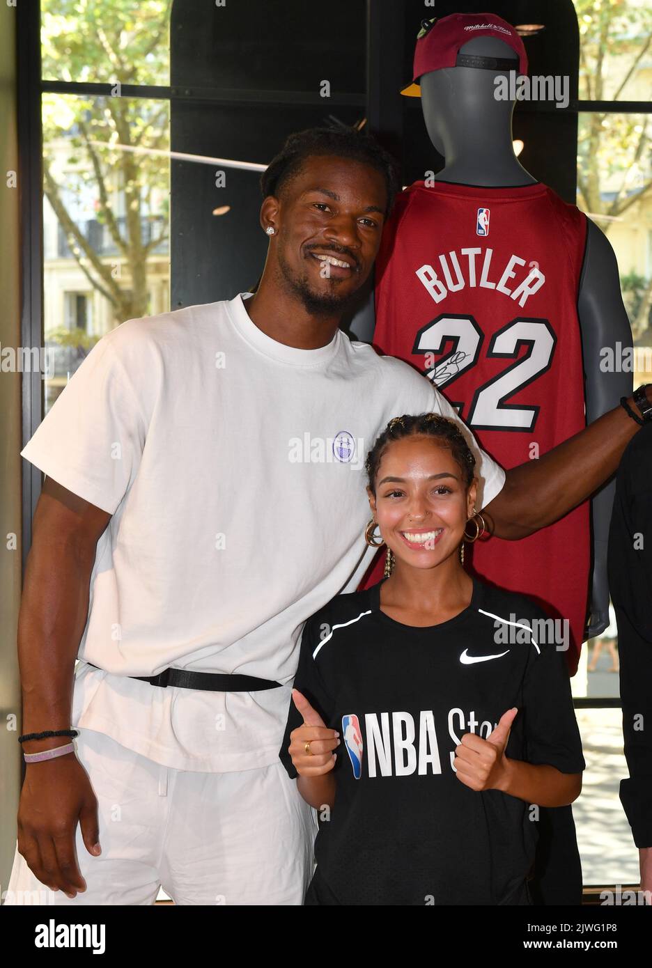 Jimmy Butler and Chris Brickley at NBA Store in Paris Stock Photo - Alamy