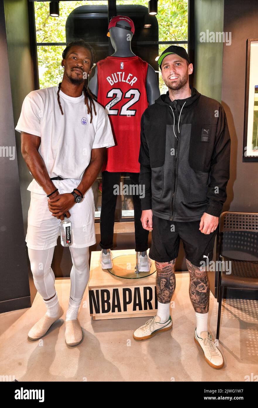 Jimmy Butler and Chris Brickley at NBA Store in Paris Stock Photo - Alamy