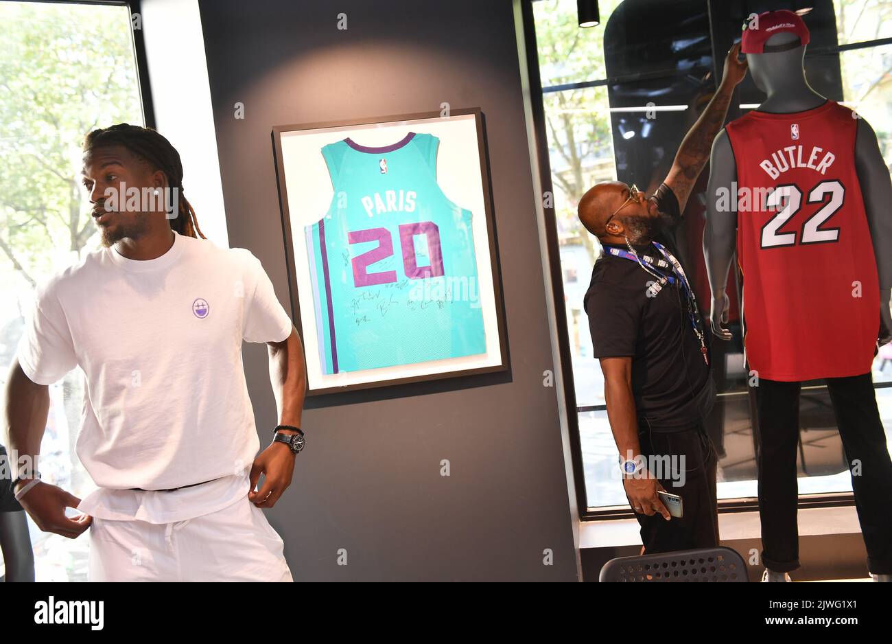 Jimmy Butler and Chris Brickley at NBA Store in Paris Stock Photo - Alamy