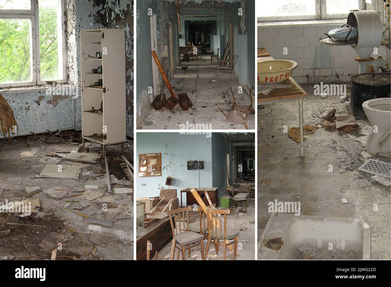 Interior of some abandoned house after the Chernobyl disaster in the ...