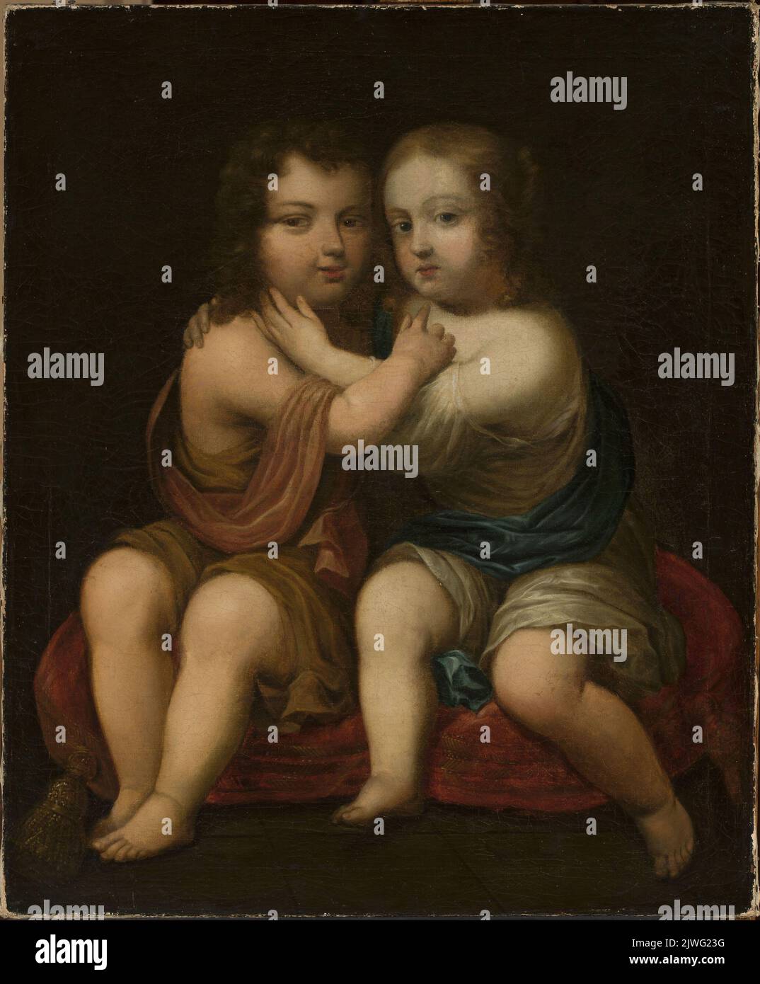 Portrait of two children (Louis XIV as a child with his milk sister ...