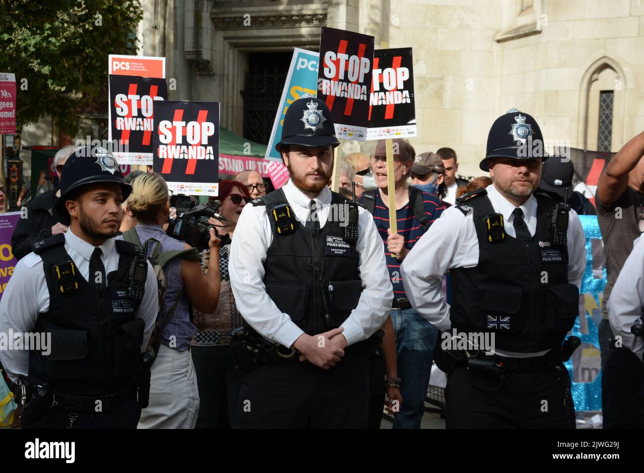 A small but tetchy demonstration outside the Royal Courts of Justice in ...