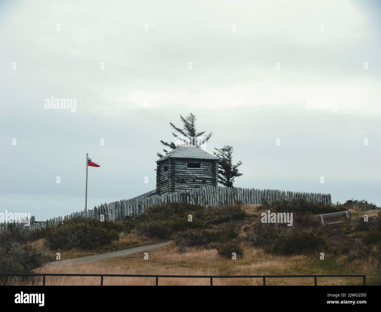 The observation outpost Bulnes Fort in Punta Arenas, Chile Stock Photo ...