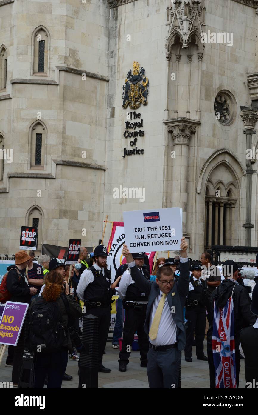 A small but tetchy demonstration outside the Royal Courts of Justice in ...