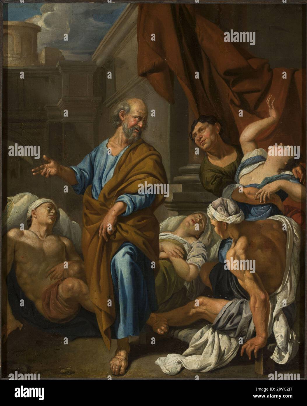 St. Peter healing the sick. Toorenvliet, Jacob (1640-1719), painter ...