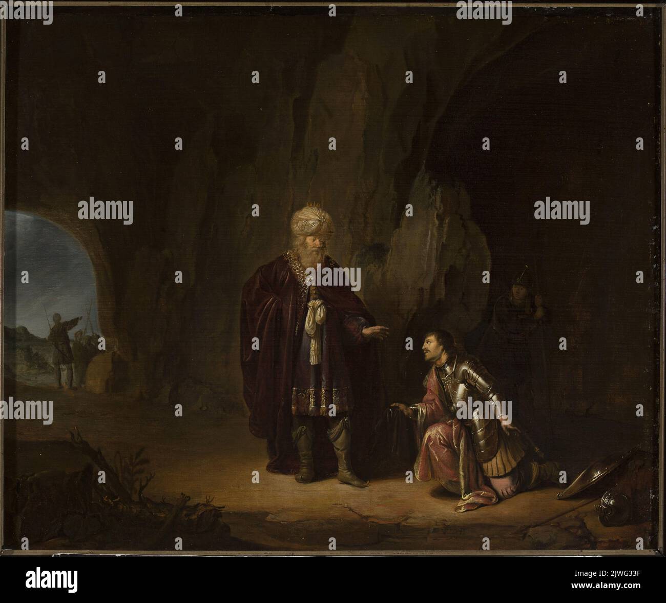 Saul and David in the cave of En-Gedi. Poorter, Willem de (1608-post ...