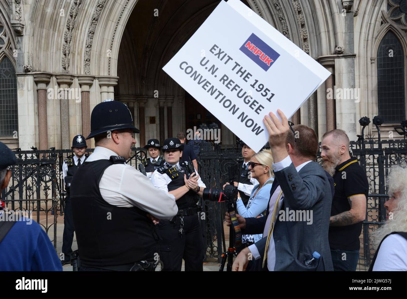 A small but tetchy demonstration outside the Royal Courts of Justice in ...