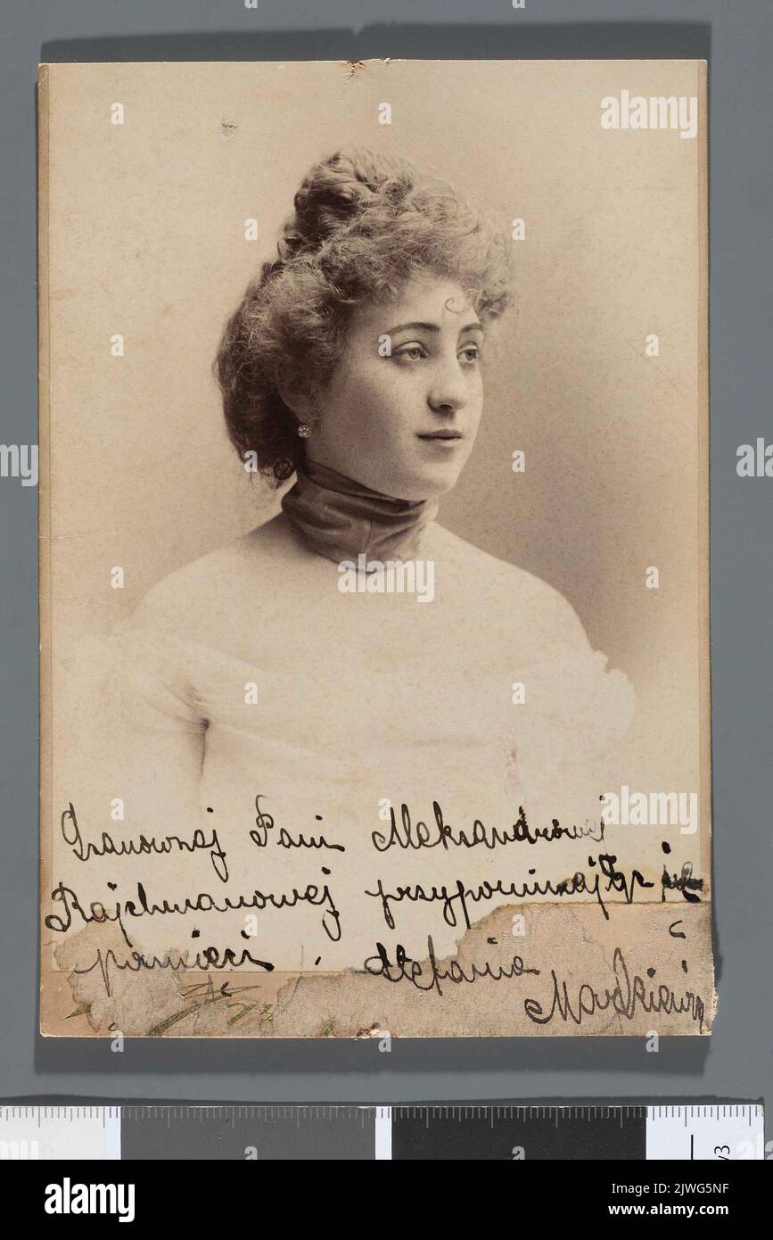 Portrait of Stefania Markiewicz, pianist, with dedication for Melania ...