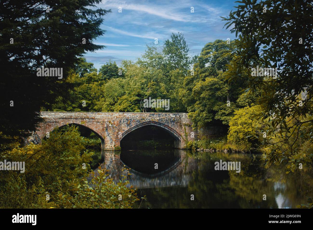 A beautiful view of a bridge over River Almond in Cramond, Edinburgh ...
