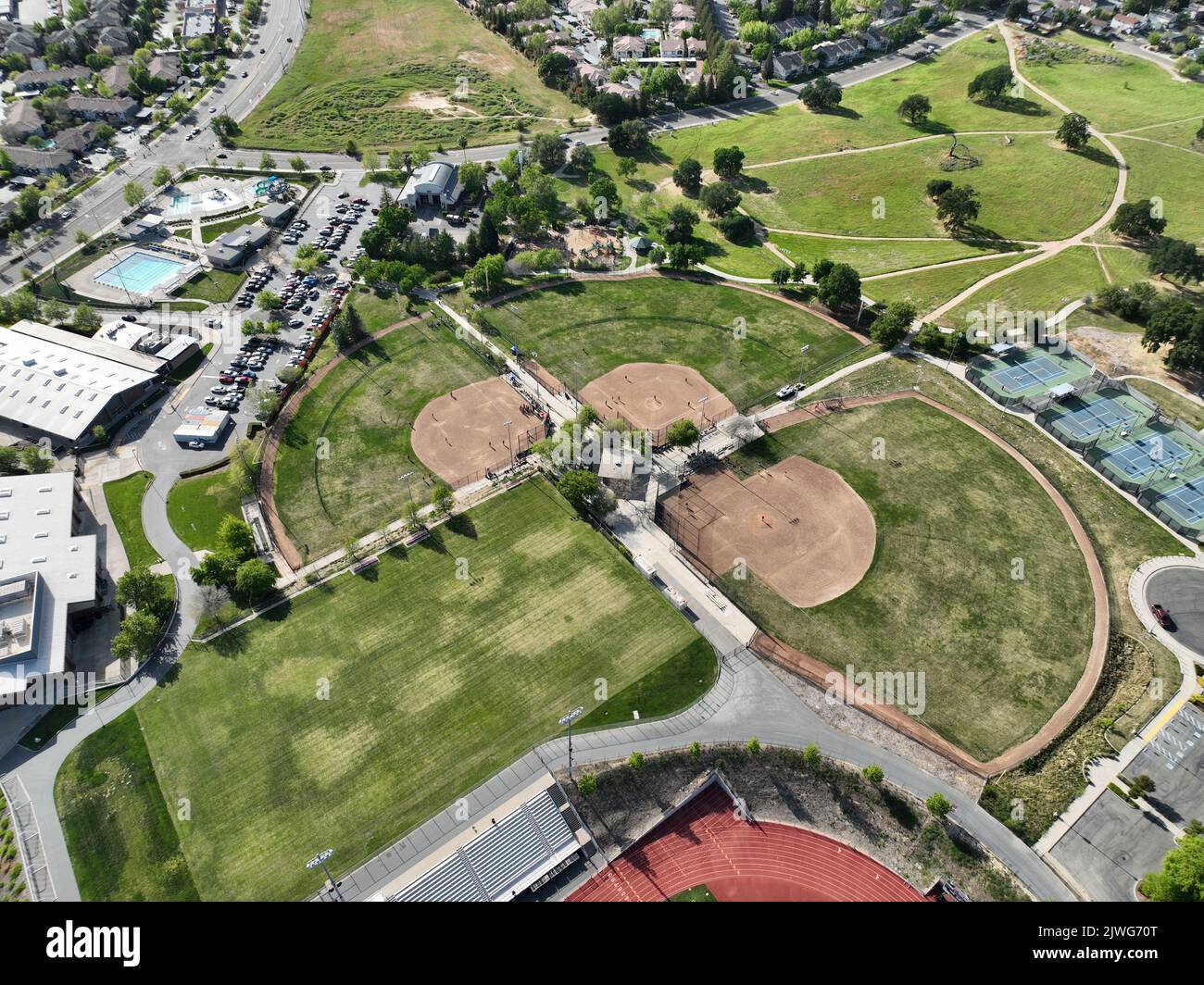 An aerial view of Baseball fields Stock Photo - Alamy
