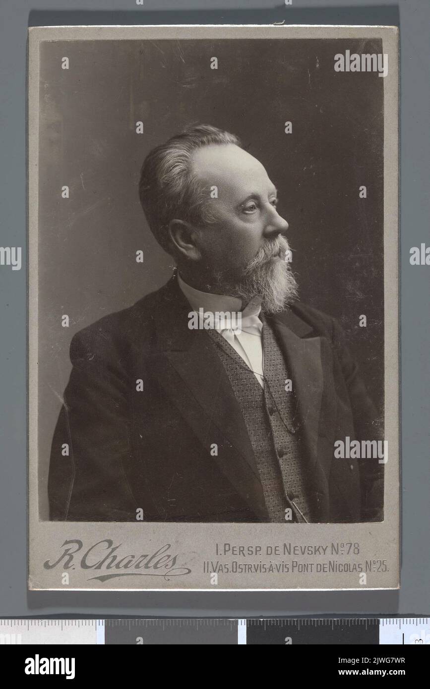 Portrait of man with moustache and beard (half figure, profile ...