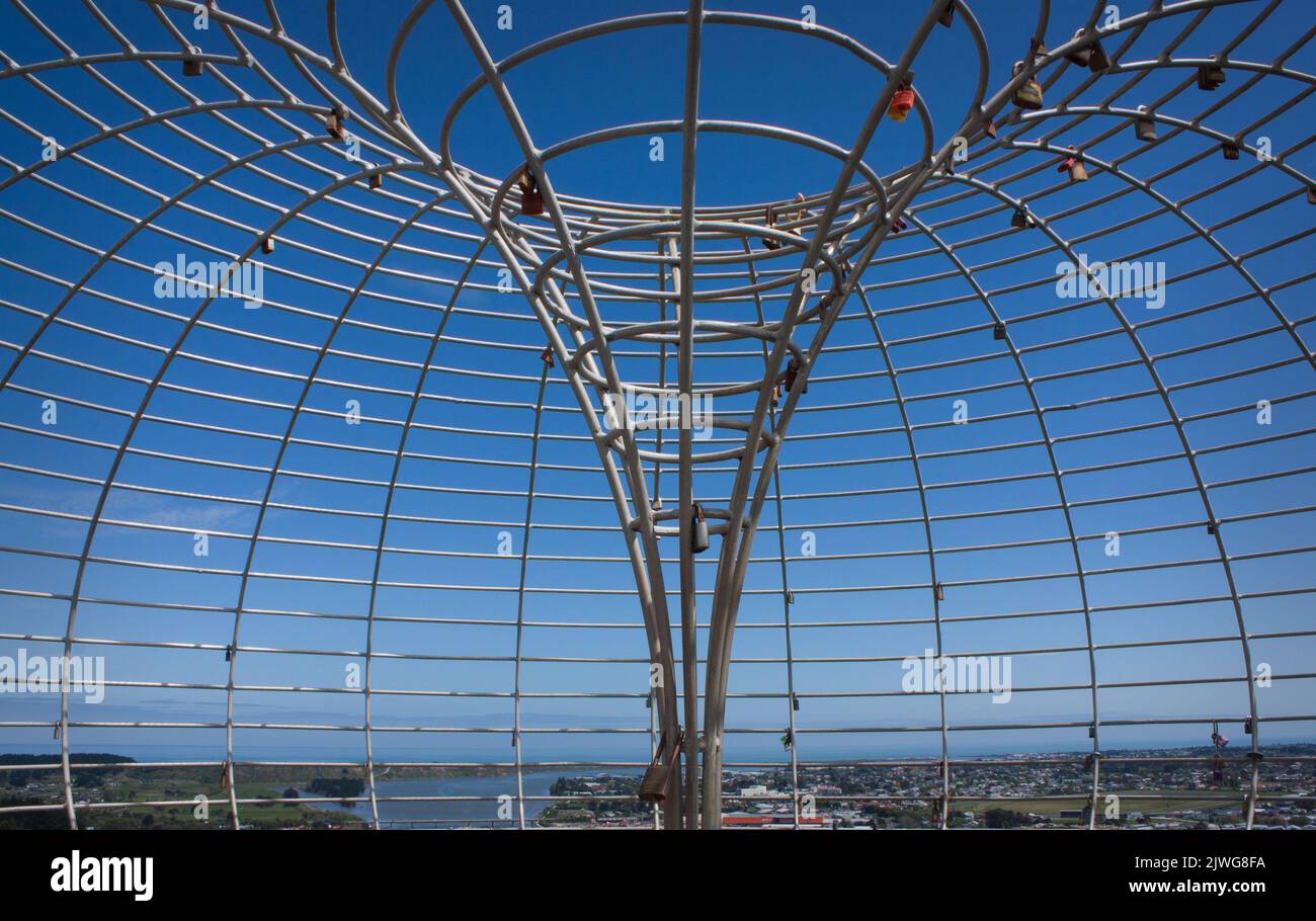 Viewing cage at the top of the Durie Hill War Memorial Tower. Whanganui ...