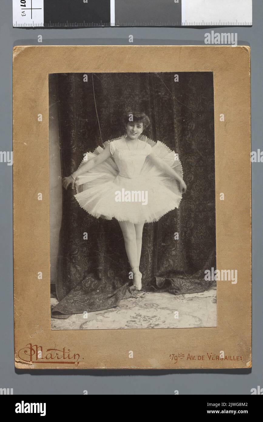 Portrait of ballet dancer in stage costume (entire figure at atelier ...