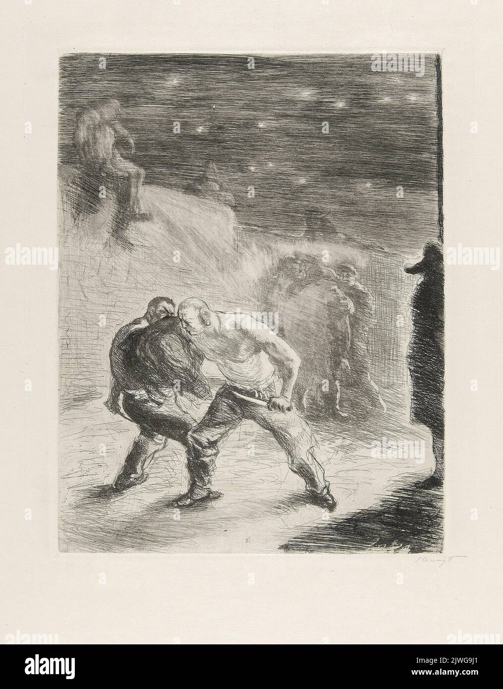 The Duel, chart IV from the cycle: Schwarze Szenen. Slevogt, Max (1868 ...