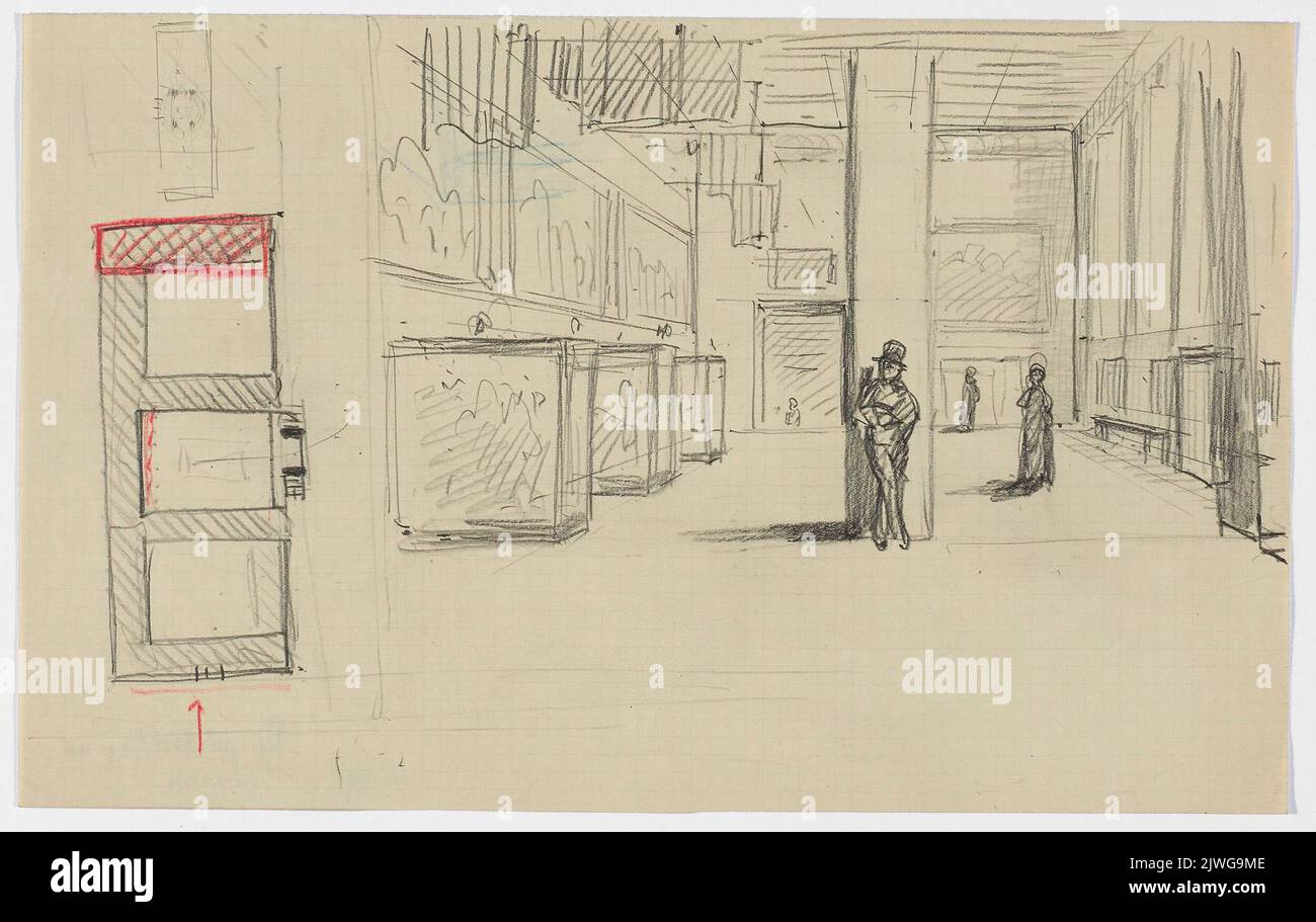 Warsaw. National Museum. Design. Sketch of the building plan and study ...