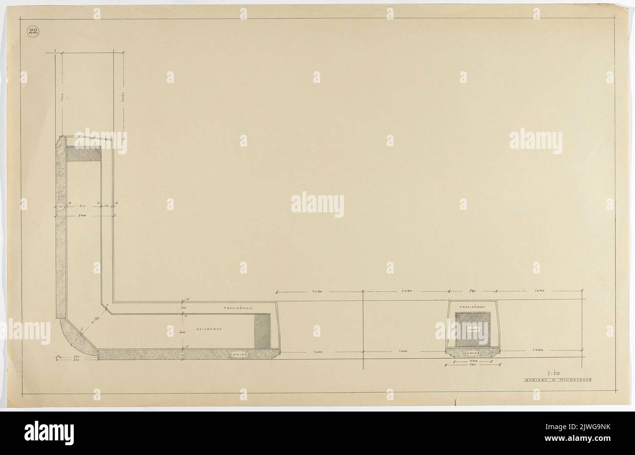 Warsaw. National Museum. Building plan (drawing no. 22). Wall ...