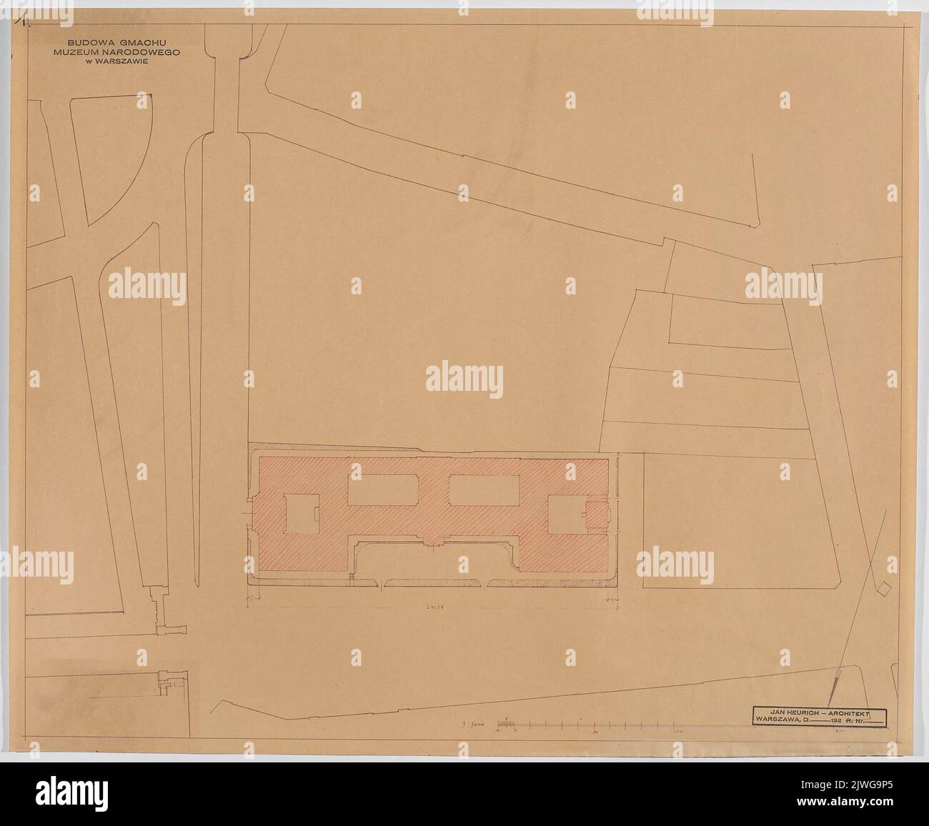 Warsaw. National Museum. Building plan. Site plan; Scale 1:1000 ...