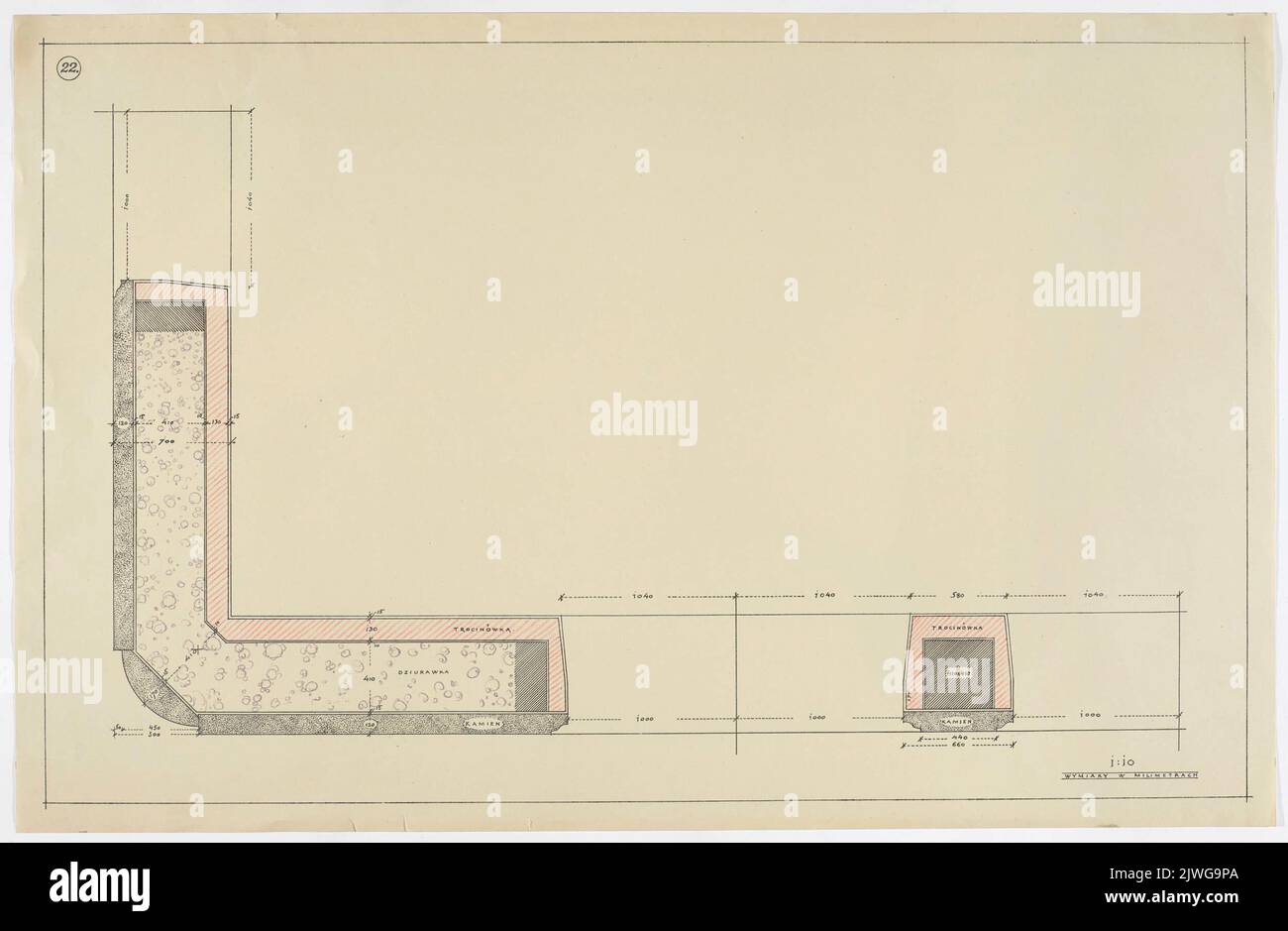 Warsaw. National Museum. Building plan (drawing no. 22). Wall ...