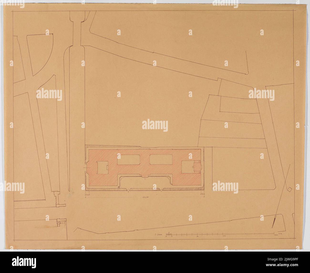 Warsaw. National Museum. Building plan. Site plan; Scale 1:1000 ...