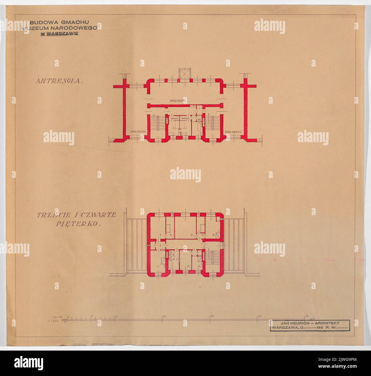 Warsaw. National Museum. Building plan. Western (residential) building ...