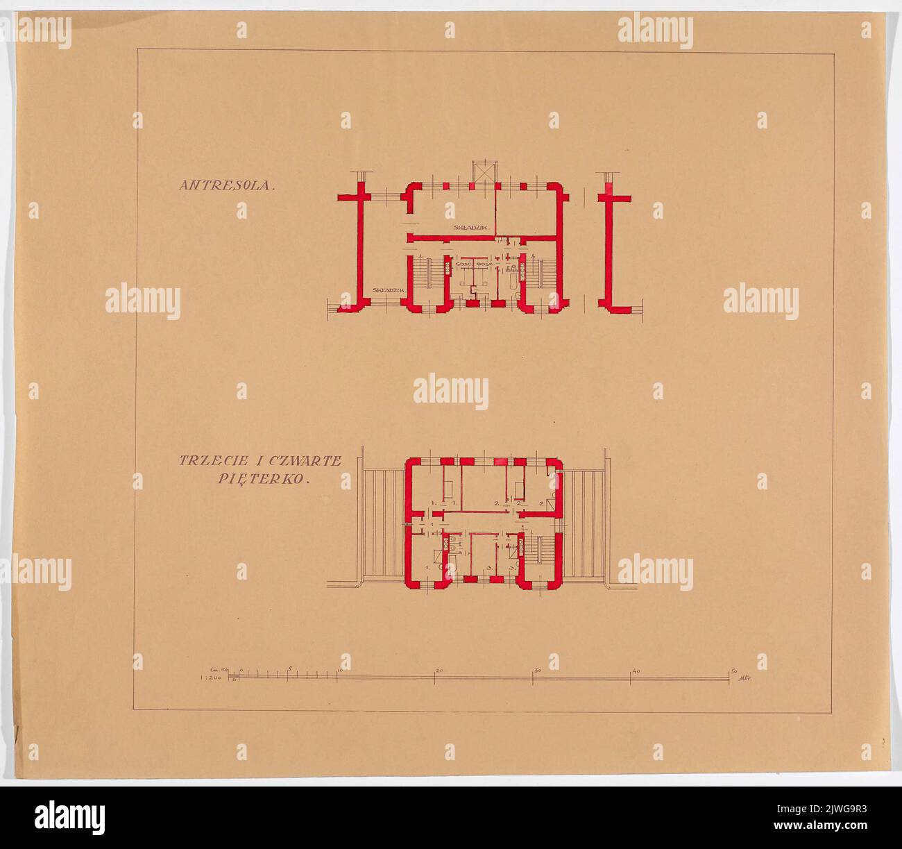 Warsaw. National Museum. Building plan. Western (residential) building ...