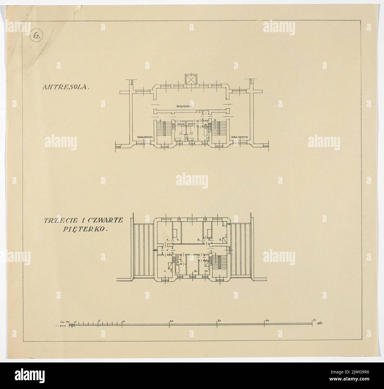 Warsaw. National Museum. Building plan (drawing no. 6). Western ...