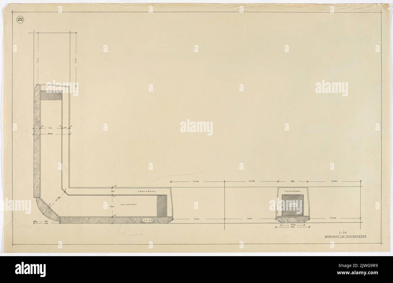 Warsaw. National Museum. Building plan (drawing no. 22). Wall ...