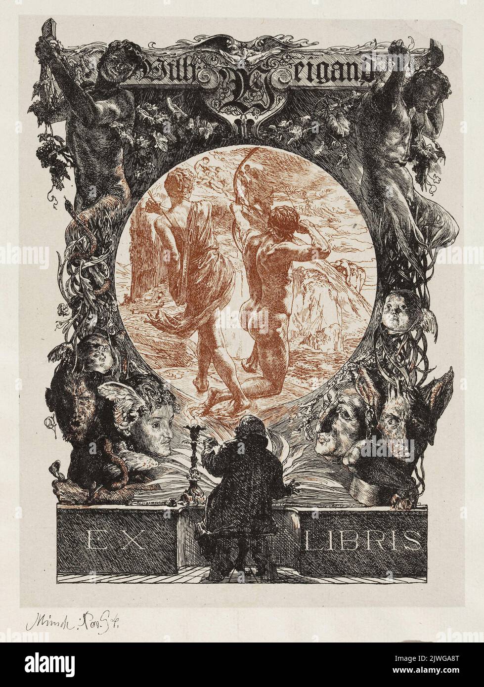 Bookplate of Wilh. Weigand. Greiner, Otto (1869-1916), graphic artist ...