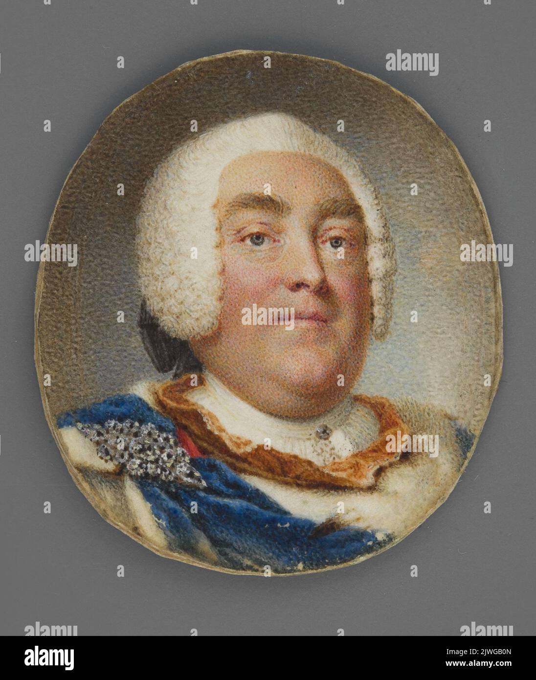 August III Wetyn (1696-1765) w stroju koronacyjnym i w zbroi. Rotari ...