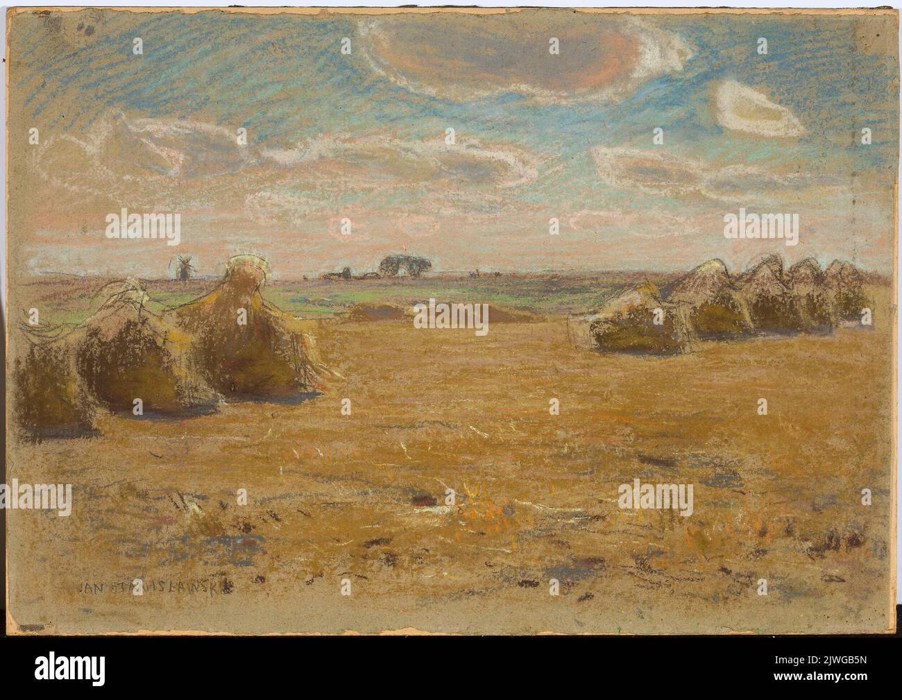 Summer landscape (Field with stacks of grain). Stanisławski, Jan (1860 ...