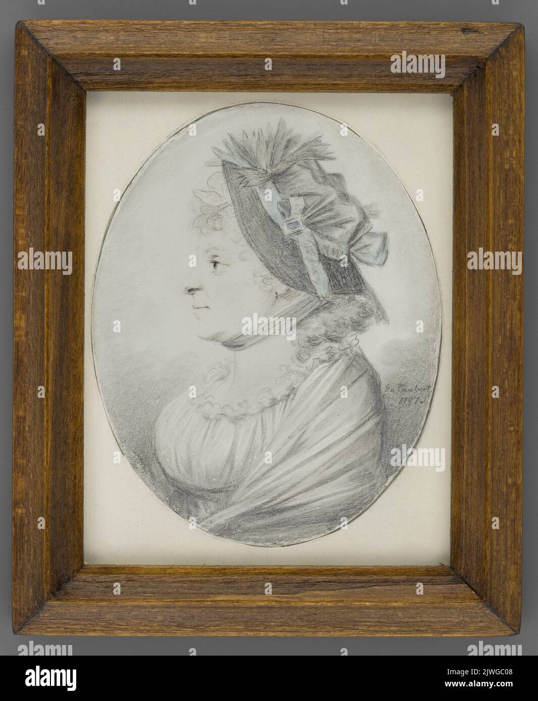 Portret starszej kobiety w kapeluszu profilem. Taubert, Gustav ...