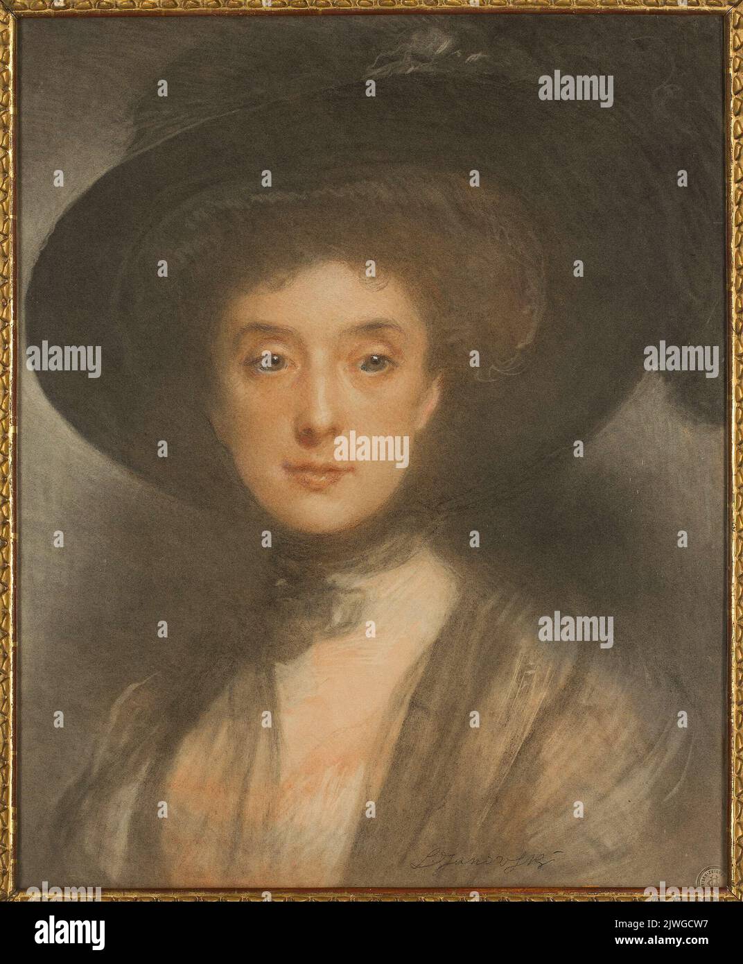 Portrait of a woman in a black hat. Janowski, Ludomir (1862-1939 ...