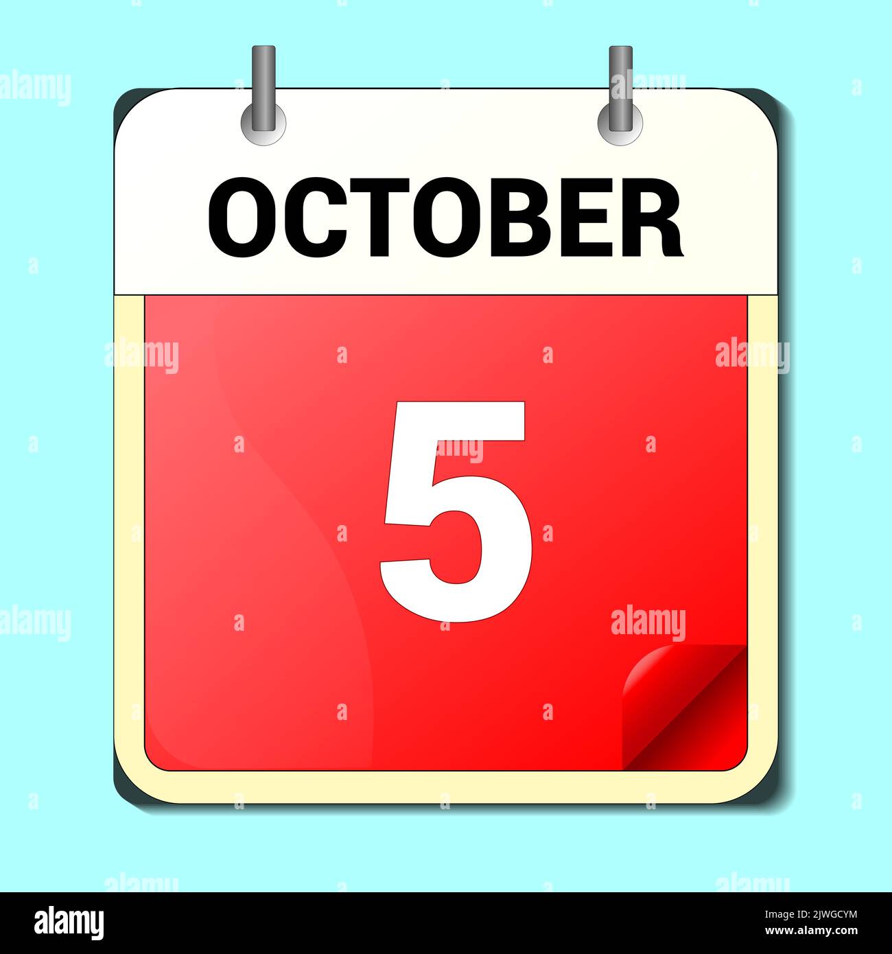 October 5 Calendar Icon. Calendar Icon with white background. Flat ... October 5 Calendar Icon. Calendar Icon with white background. Flat ...