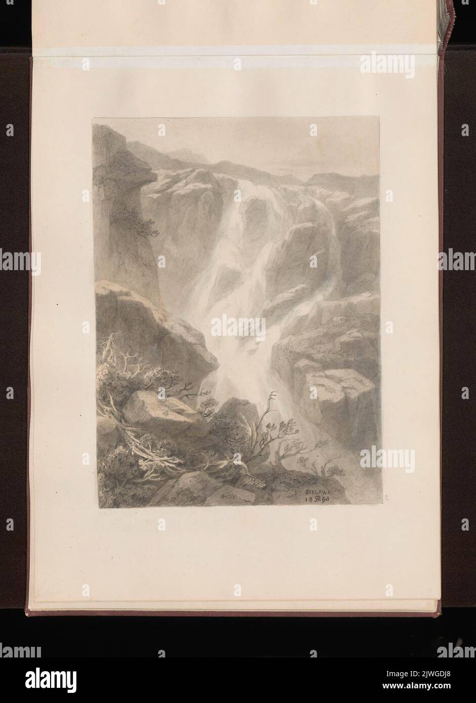 Siklawa Waterfall. Schouppé, Alfred (1812-1899), draughtsman ...
