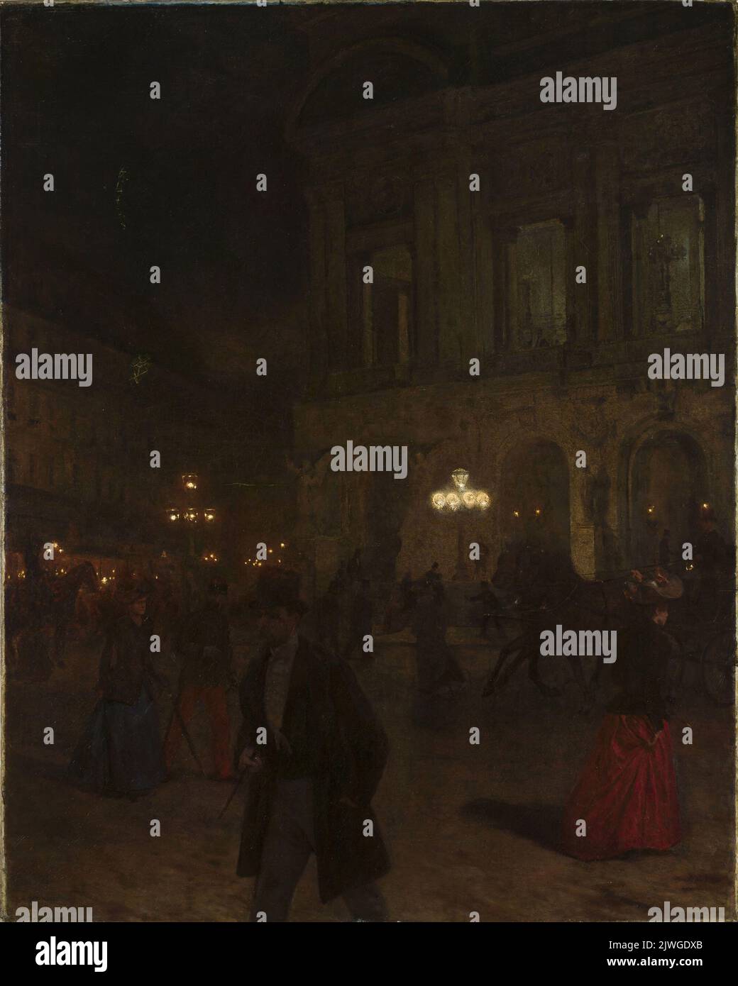 Paris Opera House by Night. Gierymski, Aleksander (1850-1901), painter ...