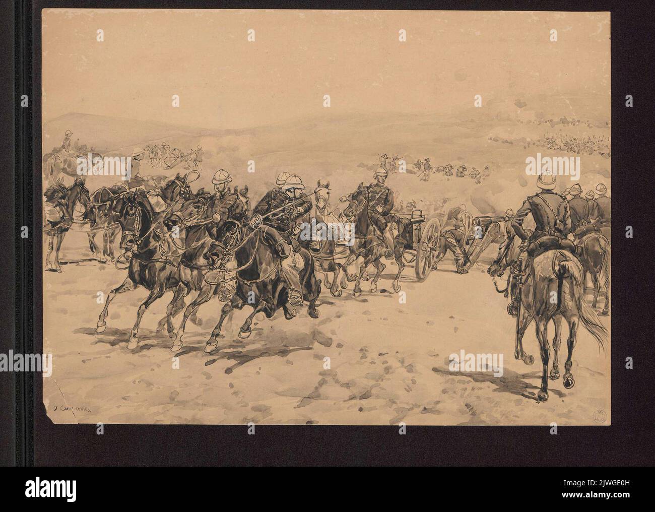 Colonial battlefield. Chełmoński, Józef (1849-1914), painter Stock ...