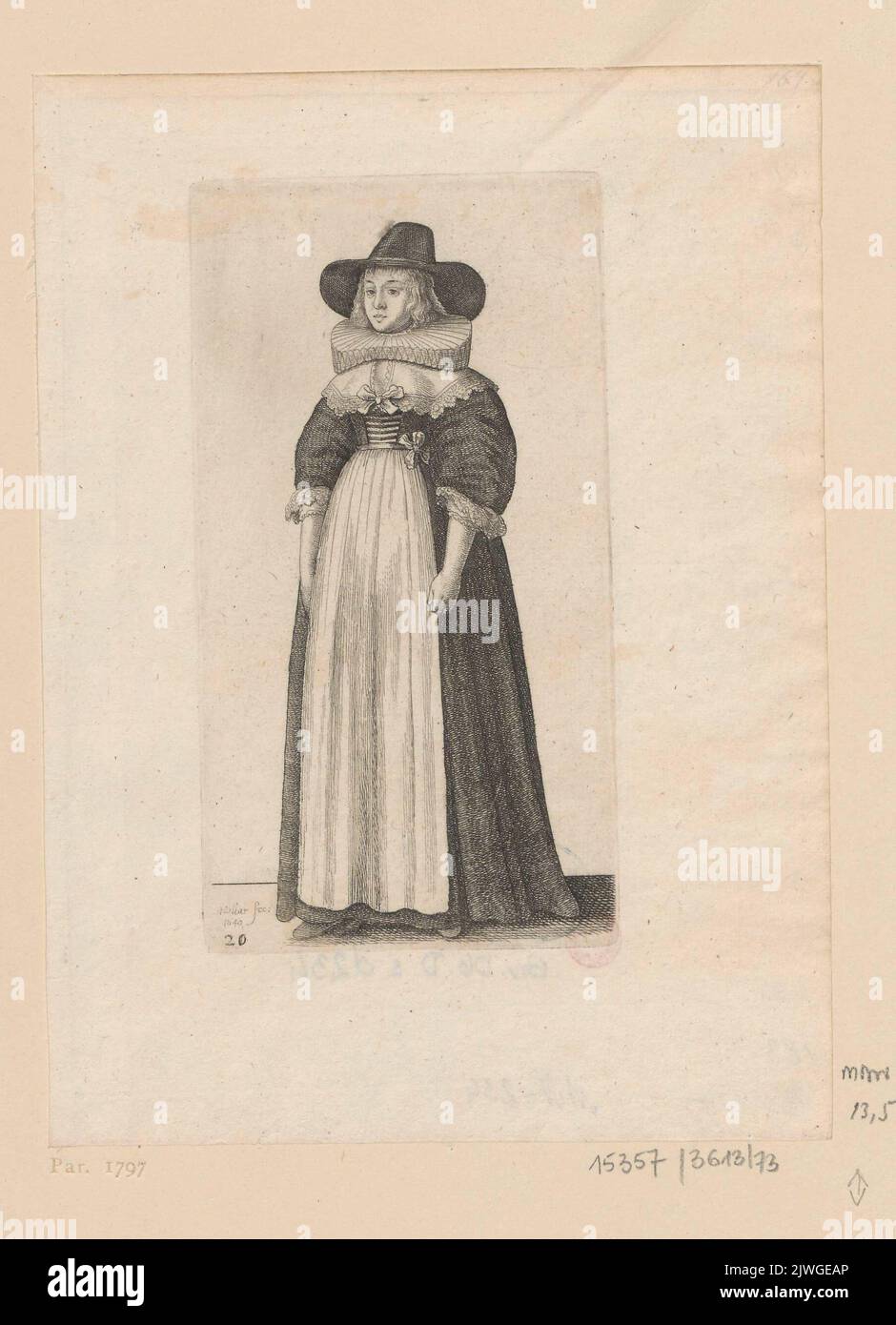 Lady in a hat with a wide brim and ruff, turned slightly to the left ...