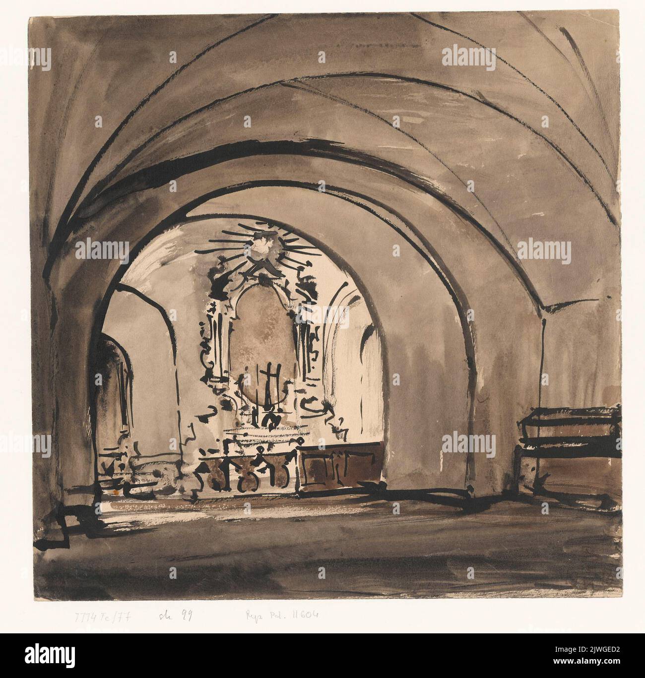 Crypt with a Baroque altar. Noakowski, Stanisław (1867-1928 ...