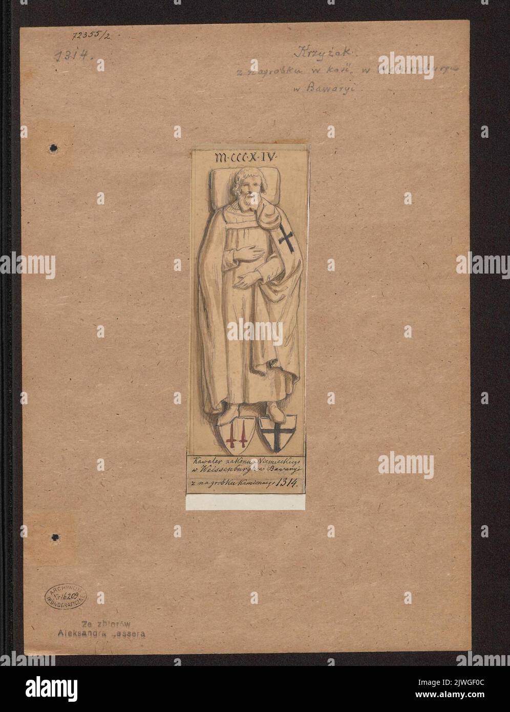 Gravestone figure of a member of the Teutonic Order from the year 1314 ...