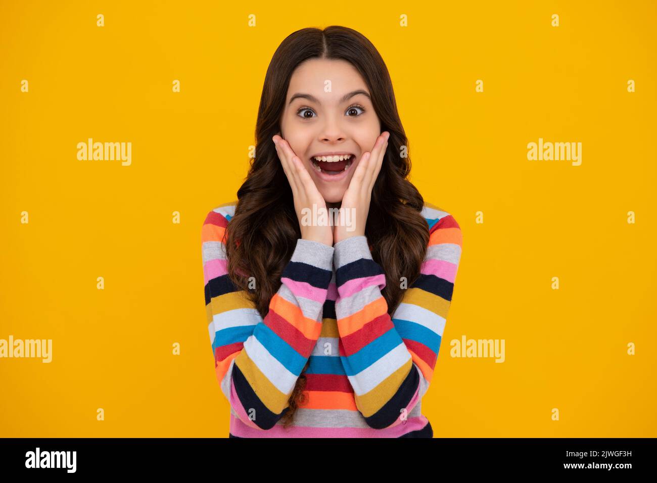 Amazed teenager. Excited teen girl. Kids lifestyle and emotions Stock ...