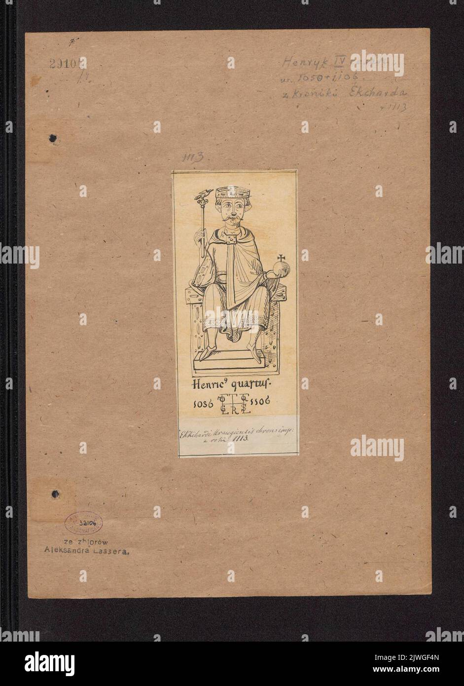 Emperor Henry IV in representative attire sitting on throne, according ...