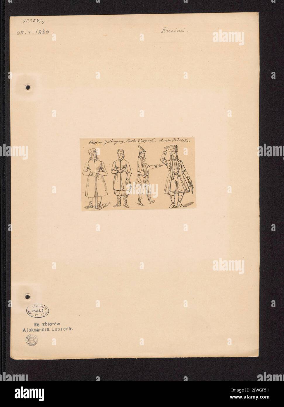 Four men in attire of Ruthenians from the Galicia, Carpathians and ...