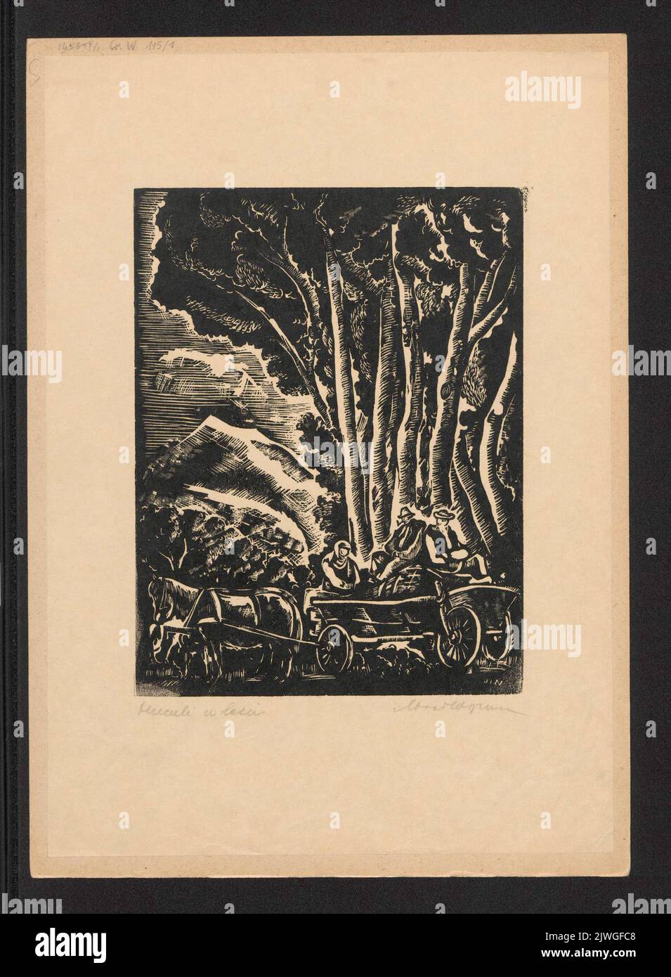 Huculi w lesie. Wąsowicz, Wacław (1891-1942), graphic artist Stock ...