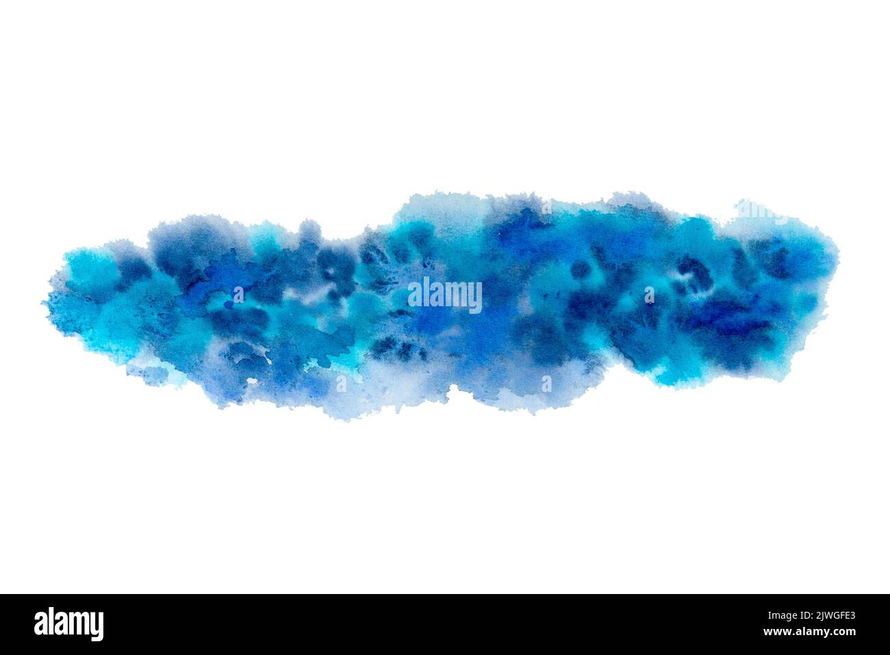 Blue watercolor background with a jagged edge. Abstract spot. Sea ...