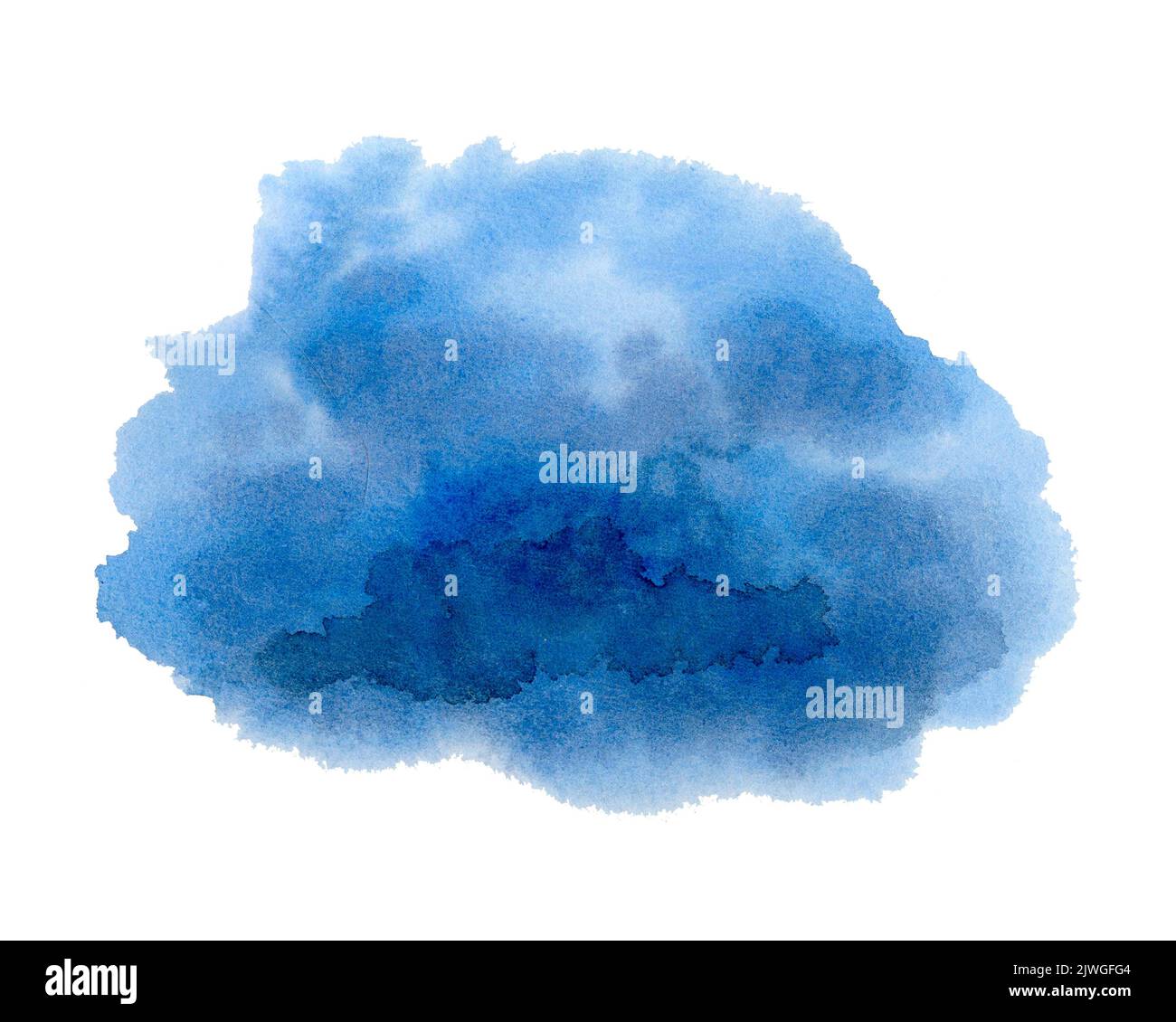 Blue watercolor background with a jagged edge. Abstract spot. Sea ...