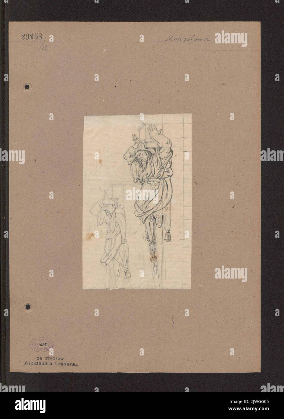 Two Atlants of Mongols, sketches. Lesser, Aleksander (1814-1884 ...