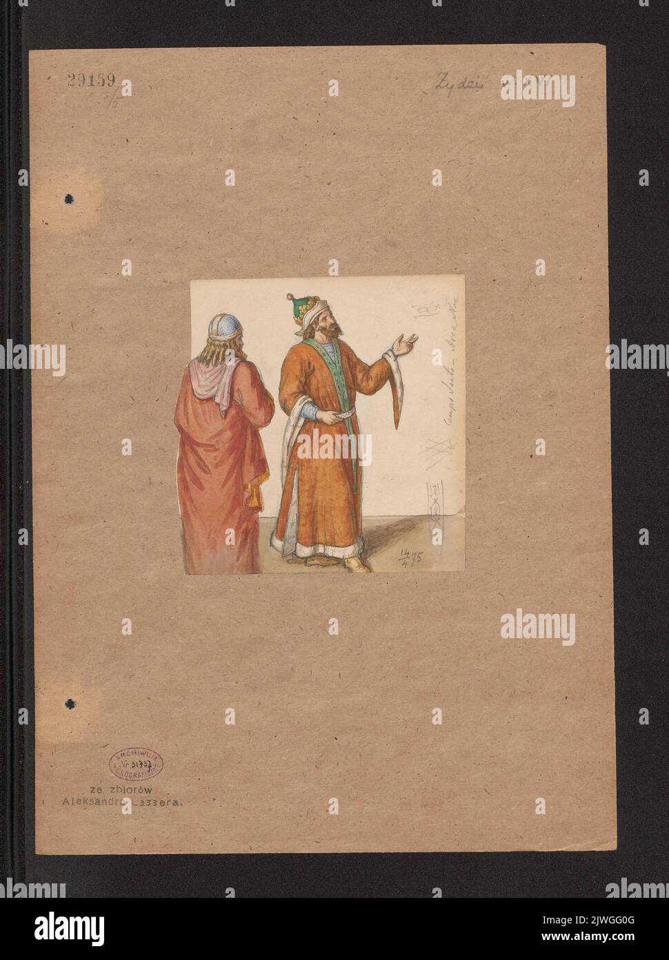 Two Jews in attire from the 16th century. Lesser, Aleksander (1814-1884 ...