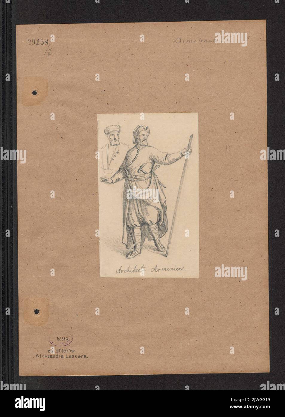 Armenian architect and fragment of male figure, sketches. Lesser ...