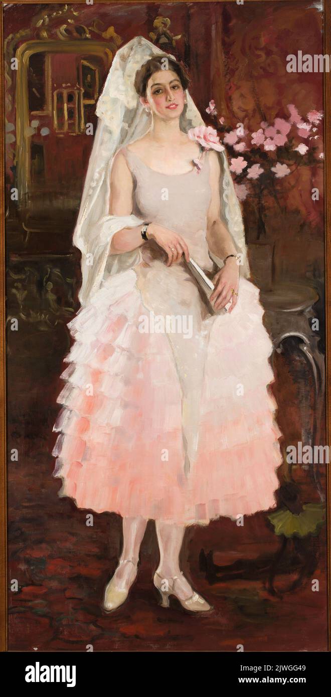 Portrait of a lady in pink dress – Spanish woman. Stabrowski, Kazimierz ...
