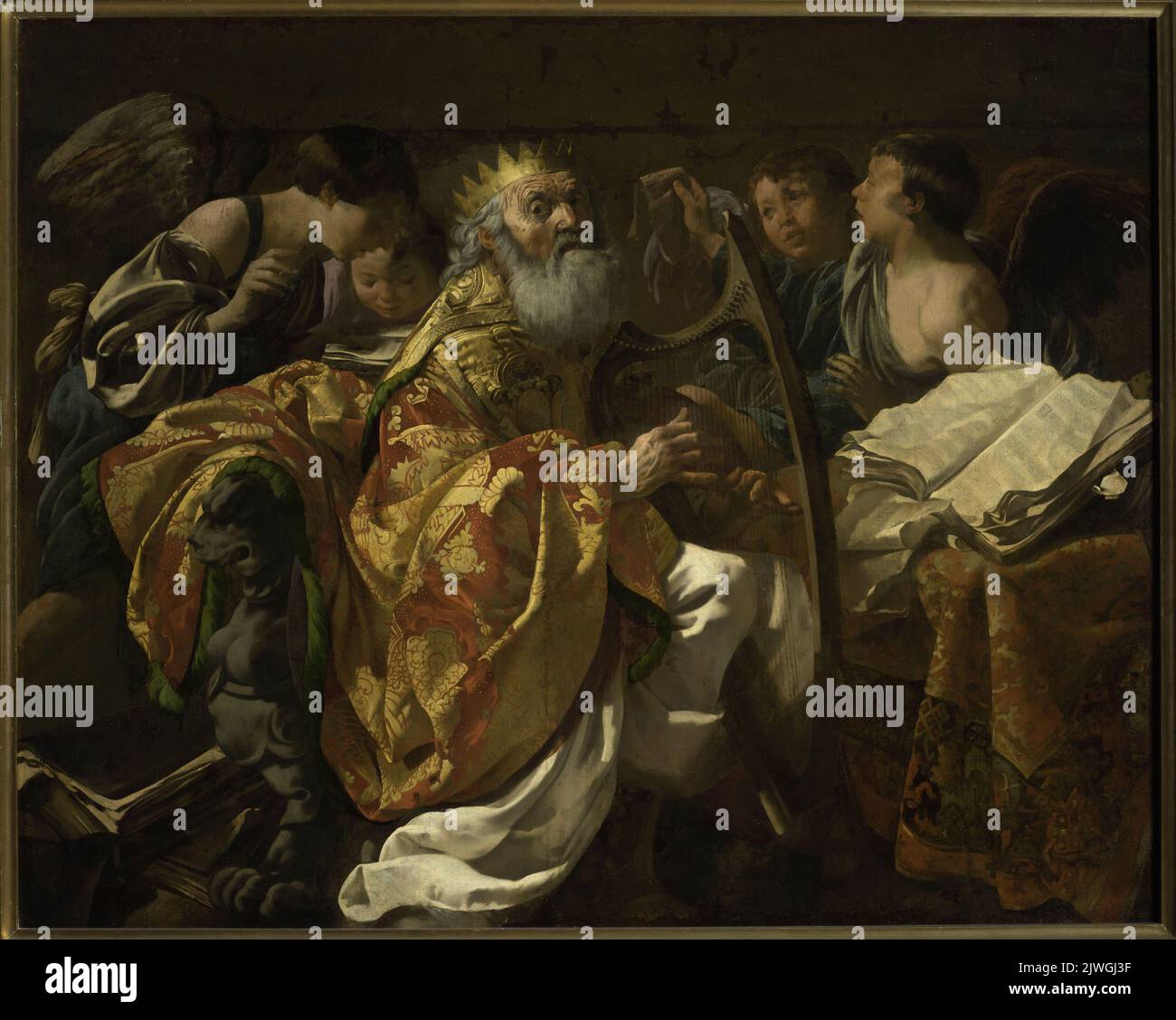 King David playing the harp among angels. Brugghen, Hendrick ter (1588 ...